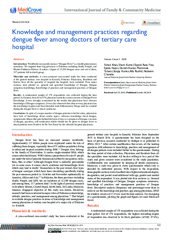 (PDF) Knowledge and management practices regarding dengue fever among ...