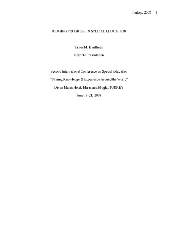(PDF) Judging Progress in Special Education