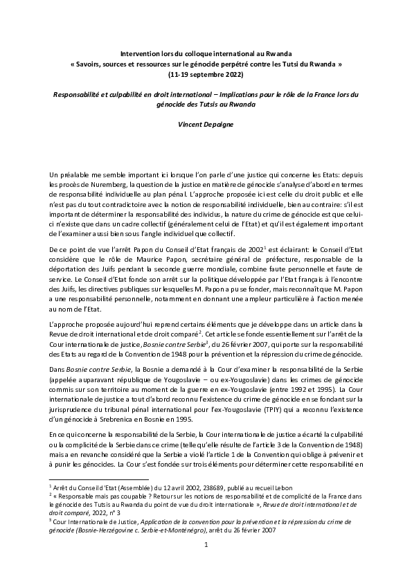 (PDF) Responsabilité et culpabilité en droit international ...