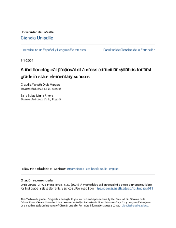 (PDF) A methodological proposal of a cross curricular syllabus for ...