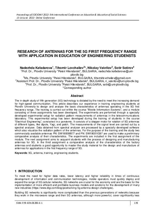 (PDF) Research of Antennas for the 5G First Frequency Range with ...