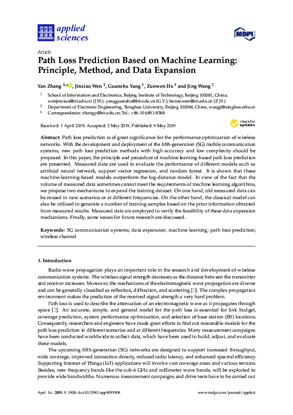 (PDF) Path Loss Prediction Based on Machine Learning: Principle, Method ...