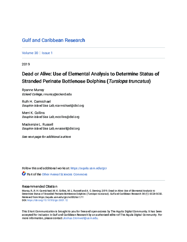 (PDF) Dead or Alive: Use of Elemental Analysis to Determine Status of ...