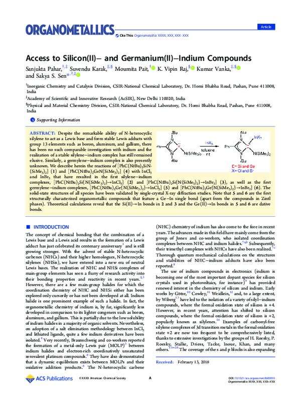 (PDF) Access to Silicon(II)– and Germanium(II)–Indium Compounds