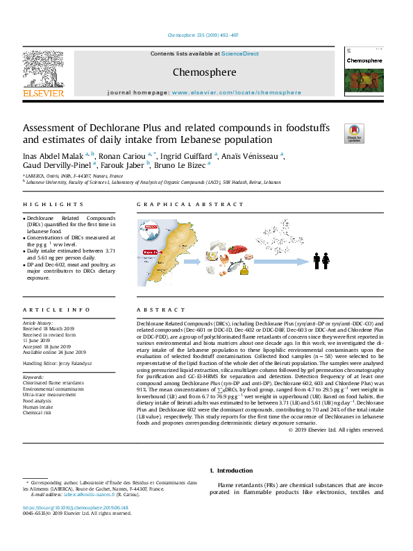 (PDF) Assessment of Dechlorane Plus and related compounds in foodstuffs ...