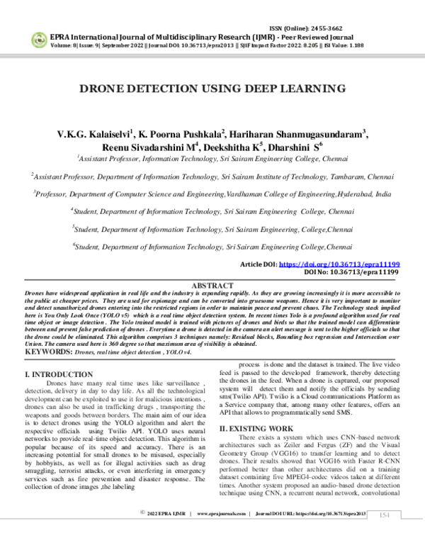 Pdf Drone Detection Using Deep Learning