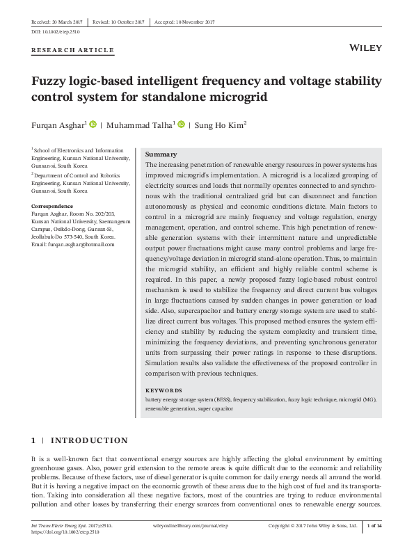 (PDF) Fuzzy logic-based intelligent frequency and voltage stability control system for ...