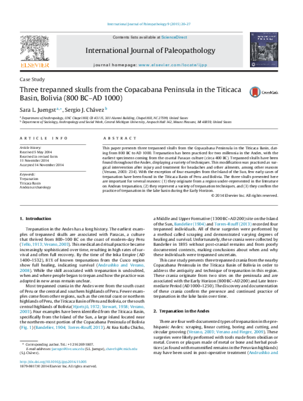 (PDF) Three trepanned skulls from the Copacabana Peninsula in the ...