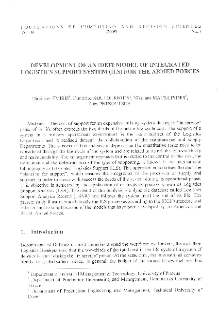 (PDF) Development of an idef0 model of integrated logistics support system (ILS) for the armed ...