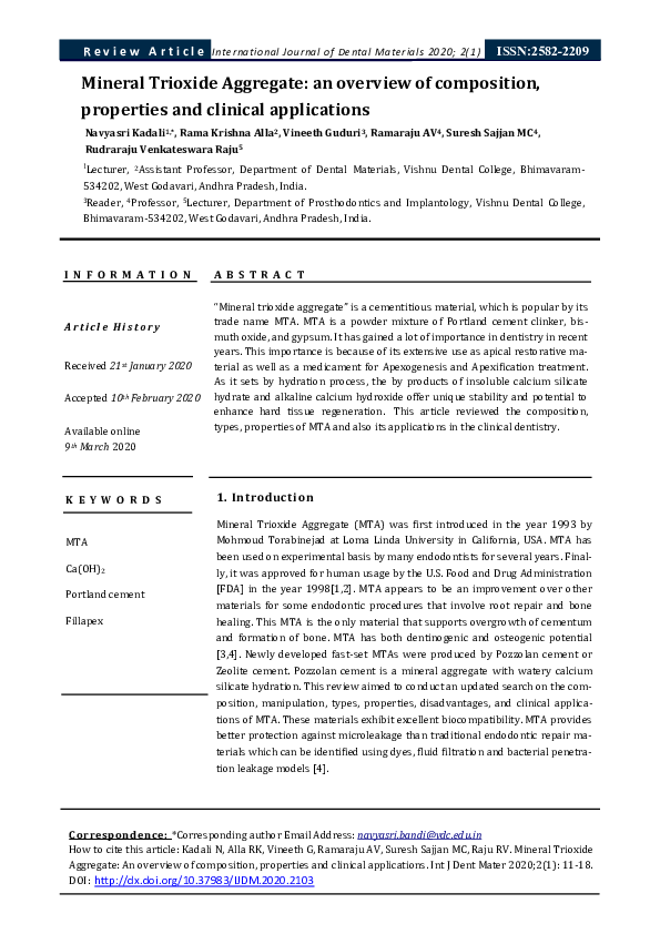 (PDF) Mineral Trioxide Aggregate: an overview of composition ...