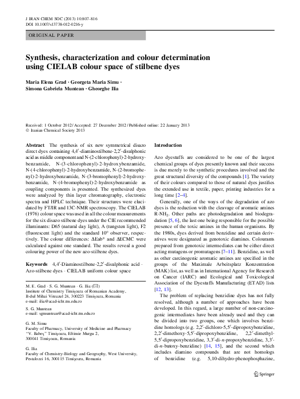 (PDF) Synthesis, characterization and colour determination using CIELAB ...