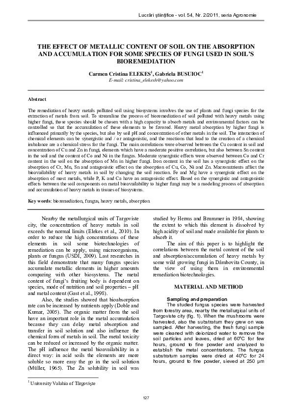 (PDF) The Effect of Metallic Content of Soil on the Absorption and ...