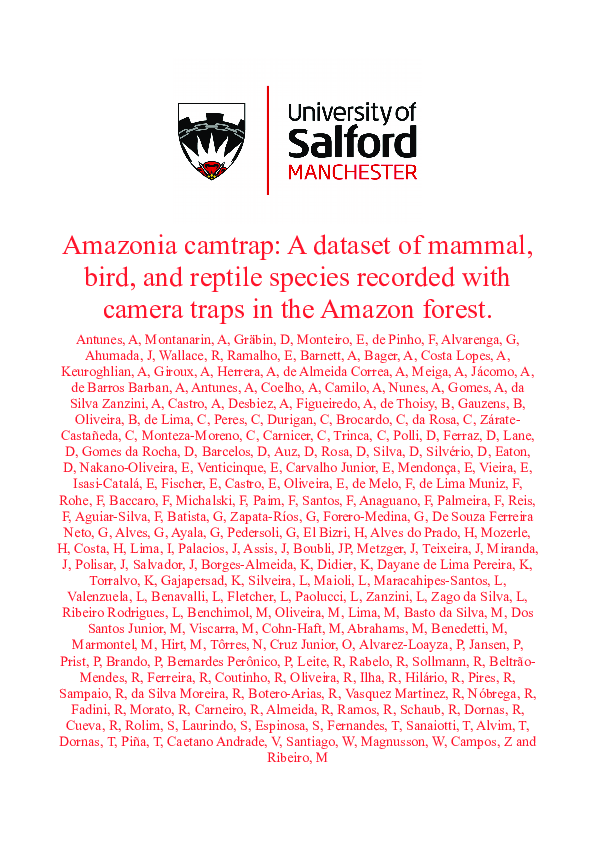 (PDF) AMAZONIA CAMTRAP: A data set of mammal, bird, and reptile species ...