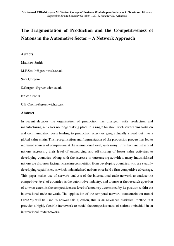 (PDF) The fragmentation of production and the competitiveness of ...