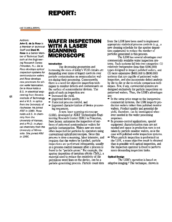 (PDF) Wafer Inspection with a Laser Scanning Microscope