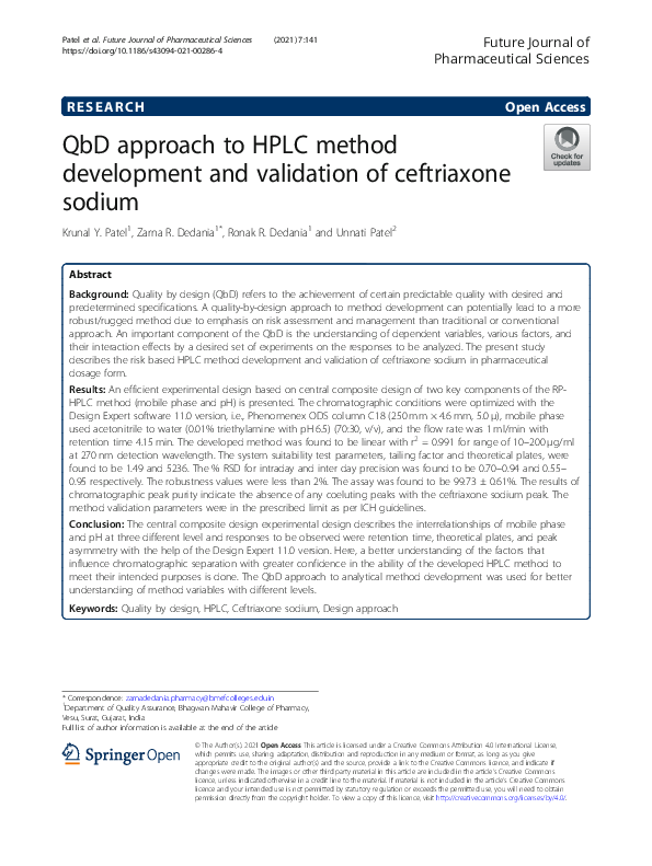 (PDF) QbD approach to HPLC method development and validation of ceftriaxone sodium