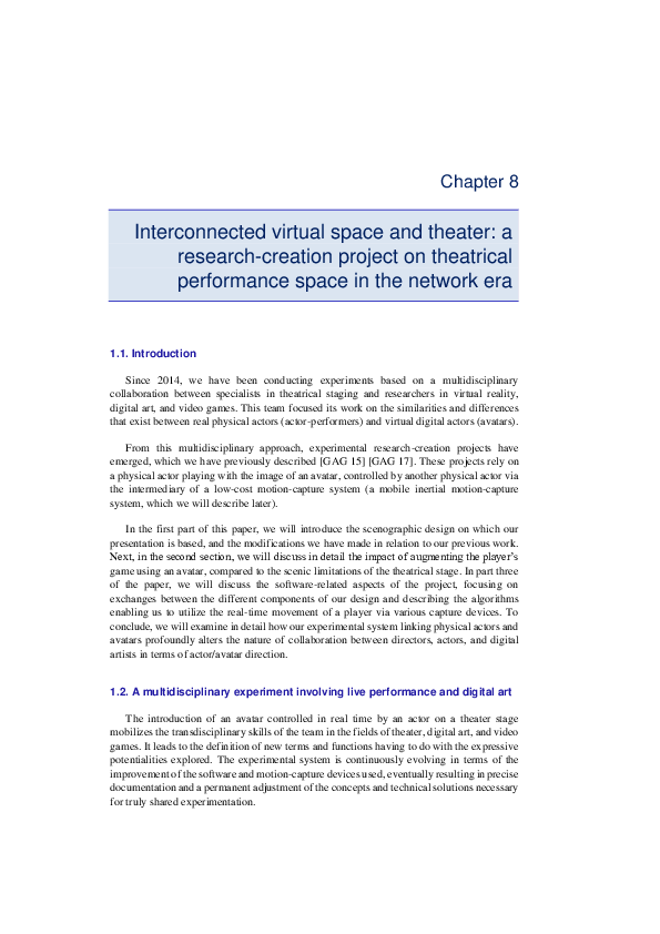 (PDF) Interconnected Virtual Space and Theater: A Research-Creation ...