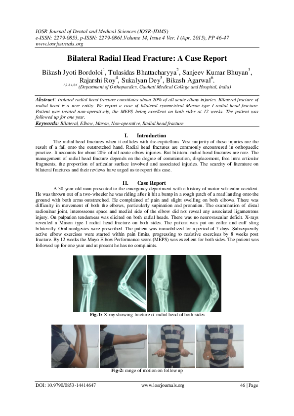 (PDF) Bilateral Radial Head Fracture: A Case Report
