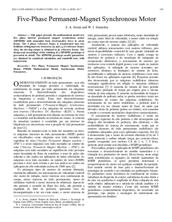 Pdf Five Phase Permanent Magnet Synchronous Motor