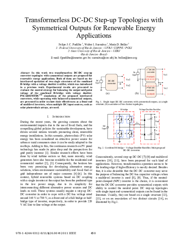(PDF) Transformerless DC-DC step-up topologies with symmetrical outputs for renewable energy ...