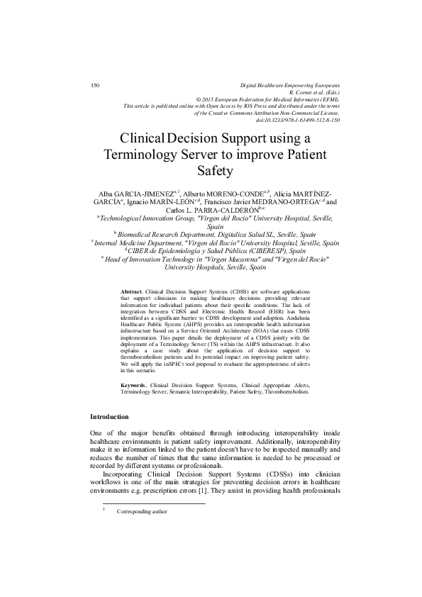 (PDF) Clinical Decision Support using a Terminology Server to improve Patient Safety