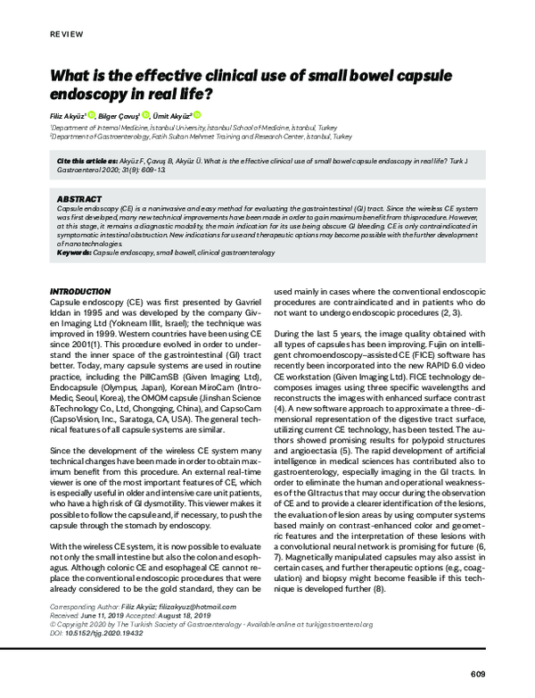 (PDF) What is the effective clinical use of small bowel capsule endoscopy in real life?