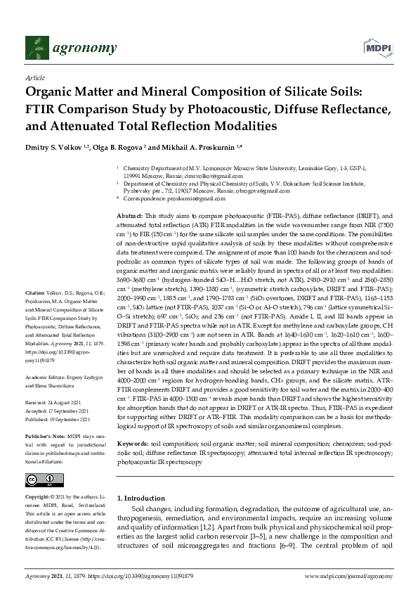 (PDF) Organic Matter and Mineral Composition of Silicate Soils: FTIR ...