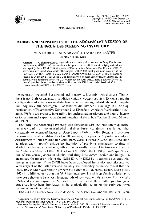 (PDF) Norms and sensitivity of the adolescent version of the drug use ...