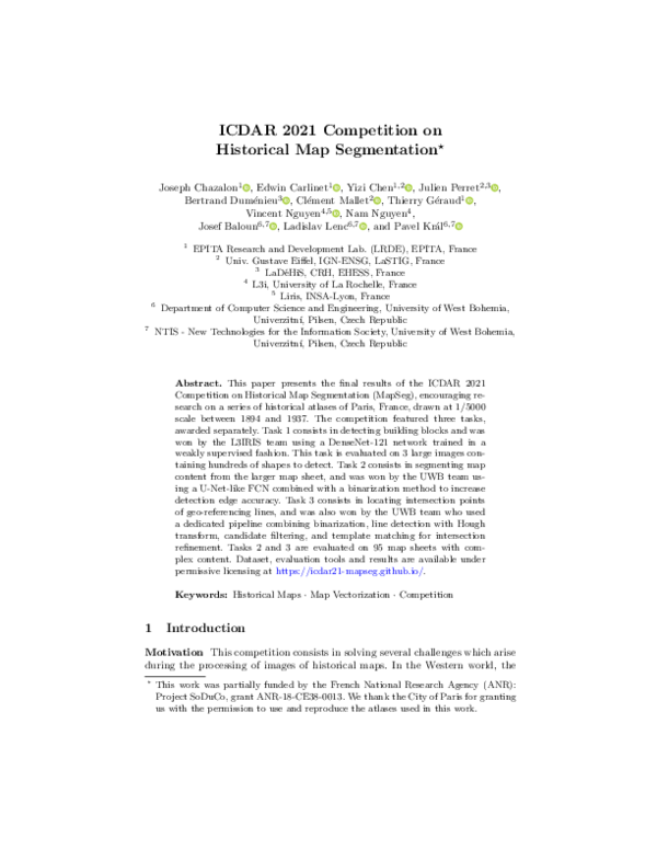 (PDF) ICDAR 2021 Competition on Historical Map Segmentation