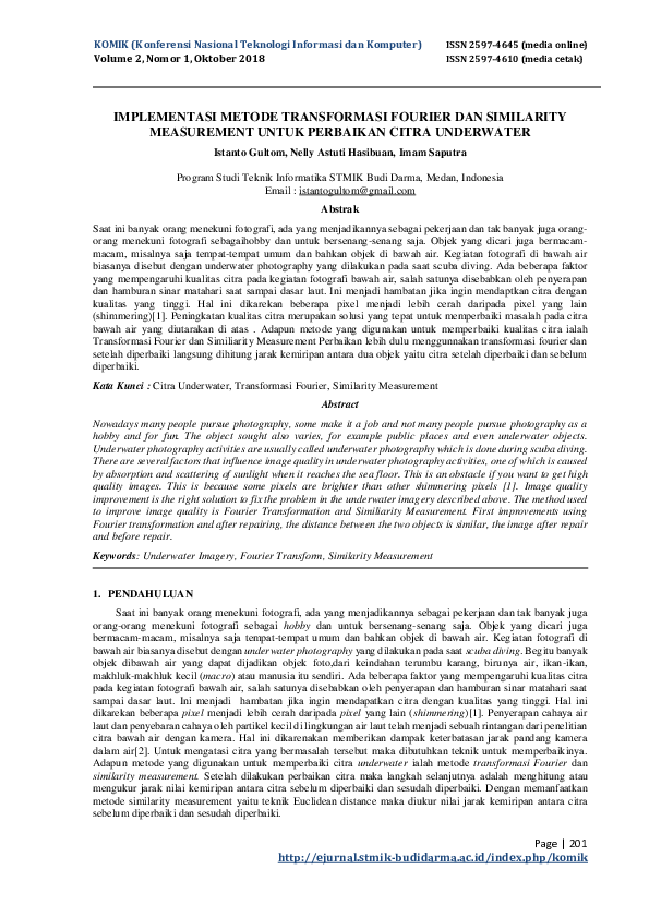 (PDF) Implementasi Metode Transformasi Fourier Dan Similarity Measurement Untuk Perbaikan Citra ...