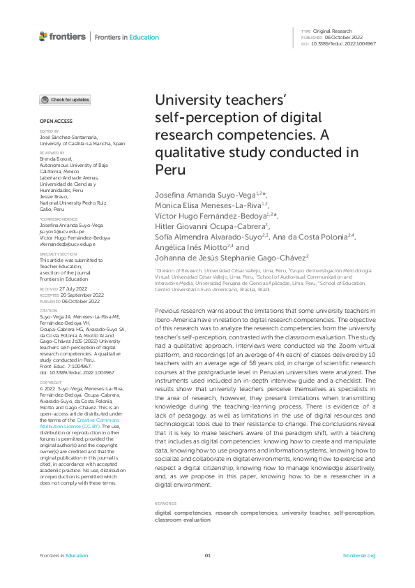 (PDF) University teachers' self-perception of digital research competencies. A qualitative study ...