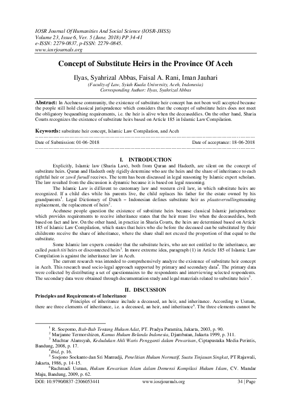 (PDF) Concept of Substitute Heirs in the Province Of Aceh