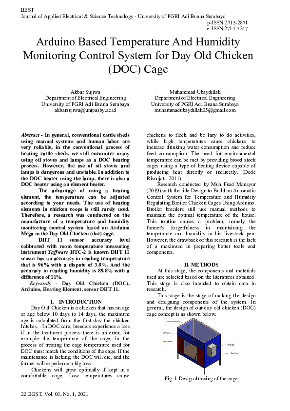 Pdf Arduino Based Temperature And Humidity Monitoring Control System