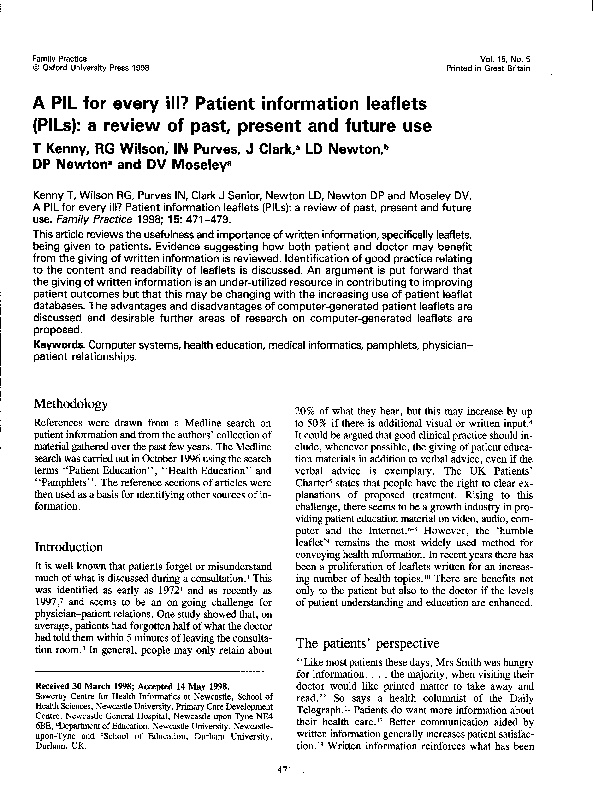 (PDF) A PIL for every ill? Patient information leaflets (PILs): a ...