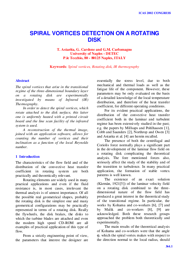 (PDF) Spiral vortices detection on a rotating disk | Carmagno Franco - Academia.edu