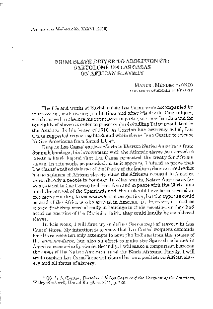 (PDF) From slave driver to abolitionist: Bartolomé de las Casas on ...