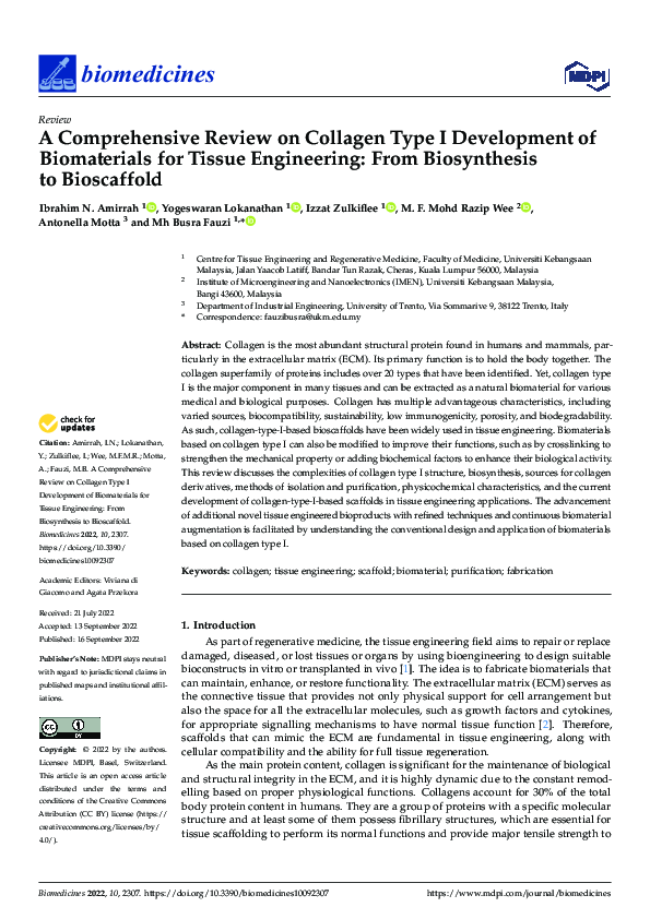 (PDF) A Comprehensive Review on Collagen Type I Development of Biomaterials for Tissue ...