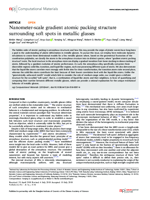 Pdf Nanometer Scale Gradient Atomic Packing Structure Surrounding