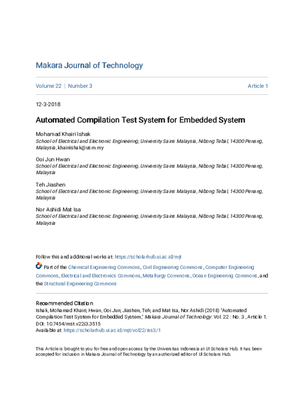 (PDF) Automated Compilation Test System for Embedded System