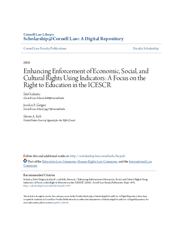 (PDF) Enhancing Enforcement of Economic, Social, and Cultural Rights ...