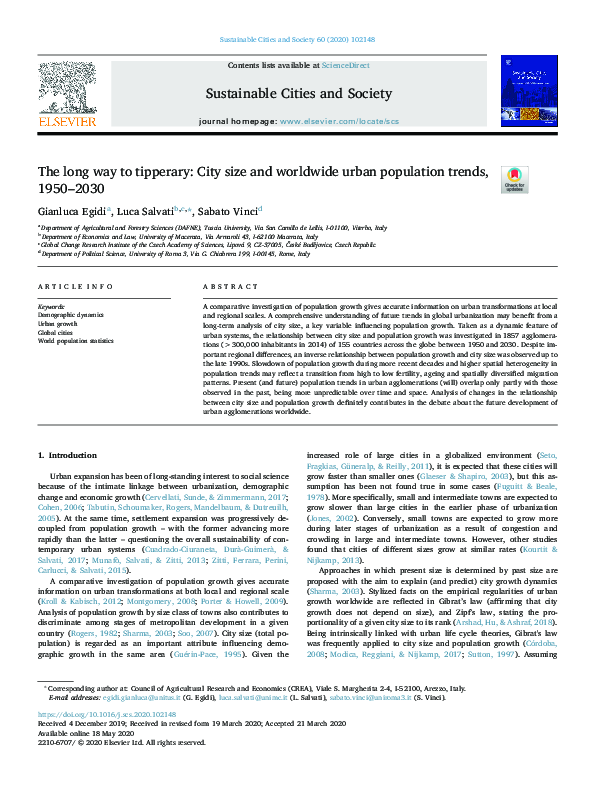 (PDF) The long way to tipperary: City size and worldwide urban ...