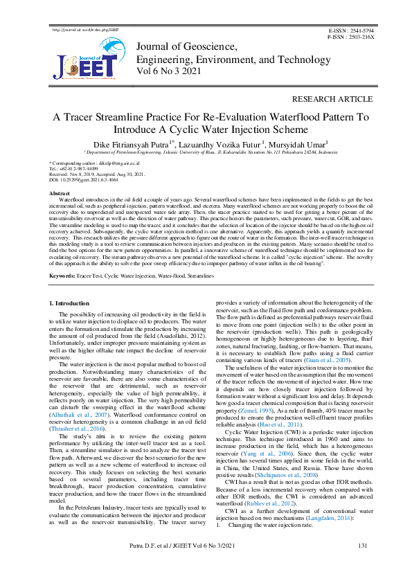 (PDF) Cyclic Water Injection for Enhanced Oil Recovery