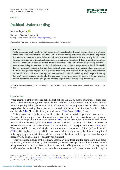 (PDF) Political Understanding