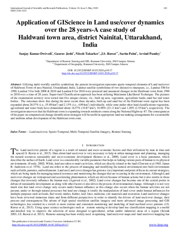 (PDF) Application of GIScience in Land use/cover dynamics over the 28 ...