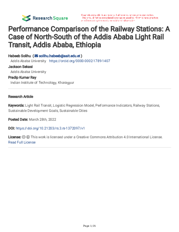 (PDF) Performance Comparison of the Railway Stations: A Case of North ...