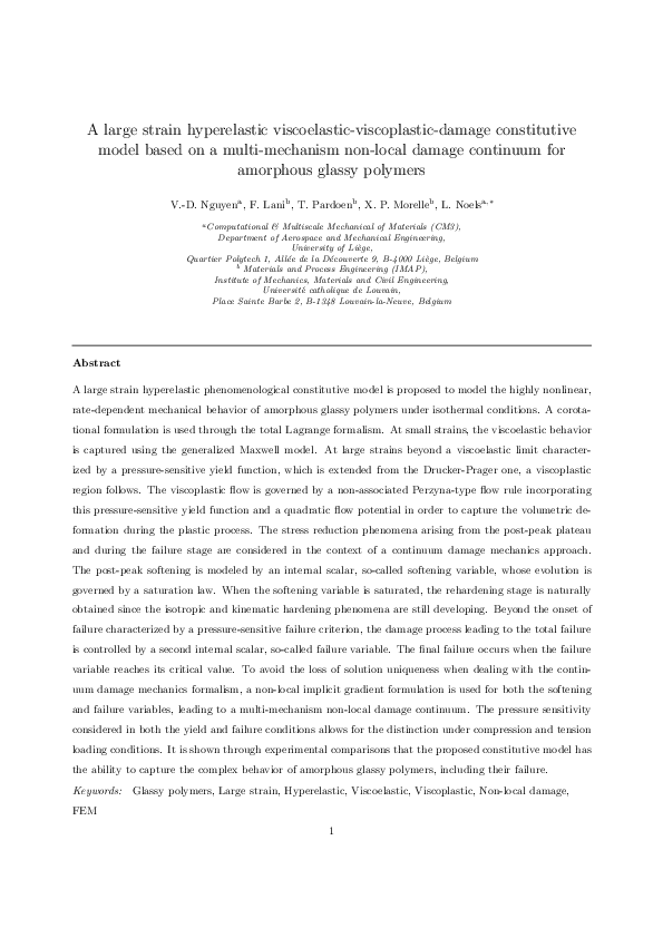 (PDF) A large strain hyperelastic viscoelastic-viscoplastic-damage constitutive model based on a ...