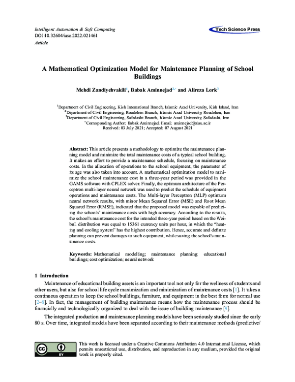 (PDF) A Mathematical Optimization Model for Maintenance Planning of School Buildings