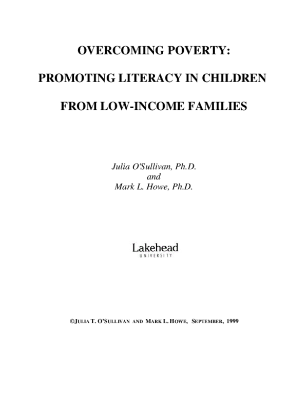 (PDF) Overcoming poverty: Promoting literacy in children from low ...