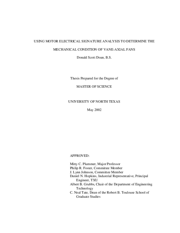 (PDF) Using Motor Electrical Signature Analysis to Determine the ...