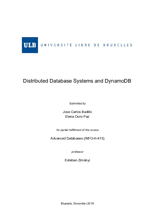 (PDF) Distributed Database Systems and DynamoDB Submitted